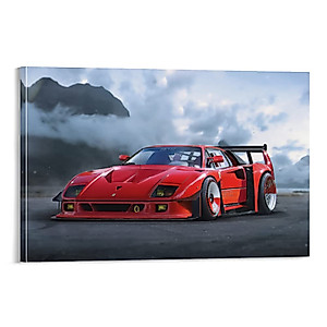 klloq Ferrari F40 Super Sports Car Poster 6 Canvas Poster Wall Art Decor Print Picture Paintings for Living Room Bedroom Decoration Frame 12x18inch(30x45cm)