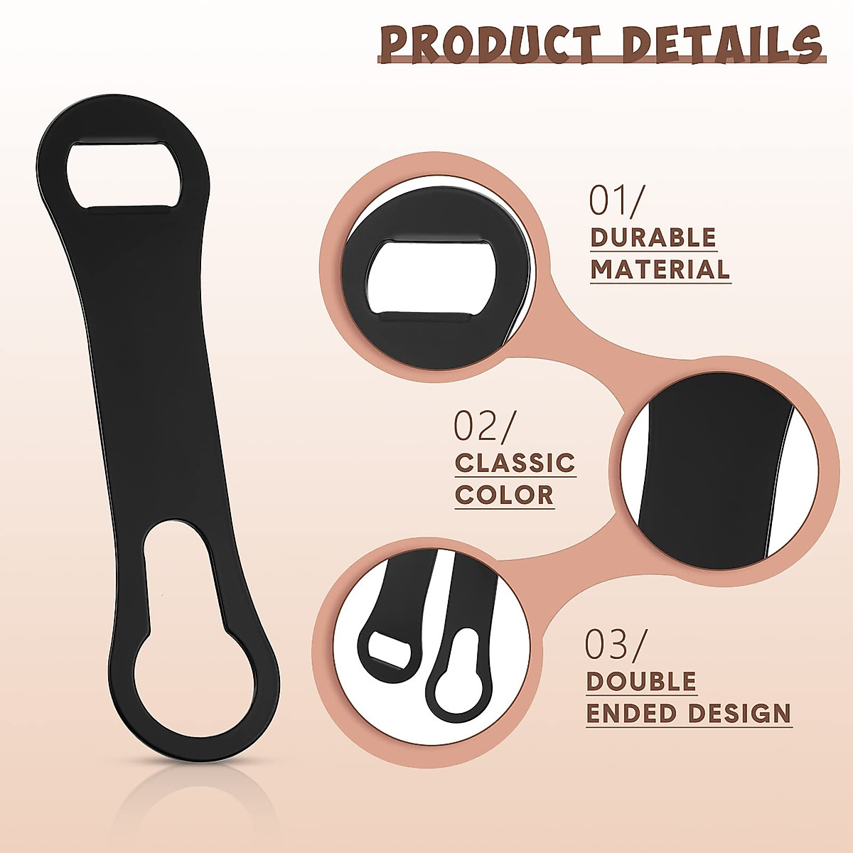 Meanplan 24 Pieces Bottle Opener Beer Opener Stainless Steel Bar Key Dog Bone Metal Speed Wine Bottle Opener and Pour Spout Remover for Party, Bar Bartender or Kitchen, 7.4 Inches (Black)