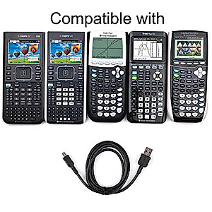 Guerrilla USB cable for TI 84 Plus, TI 84 Plus C Silver Edition, TI 89 Titanium, TI Nspire CX & CX CAS graphing calculators, Black