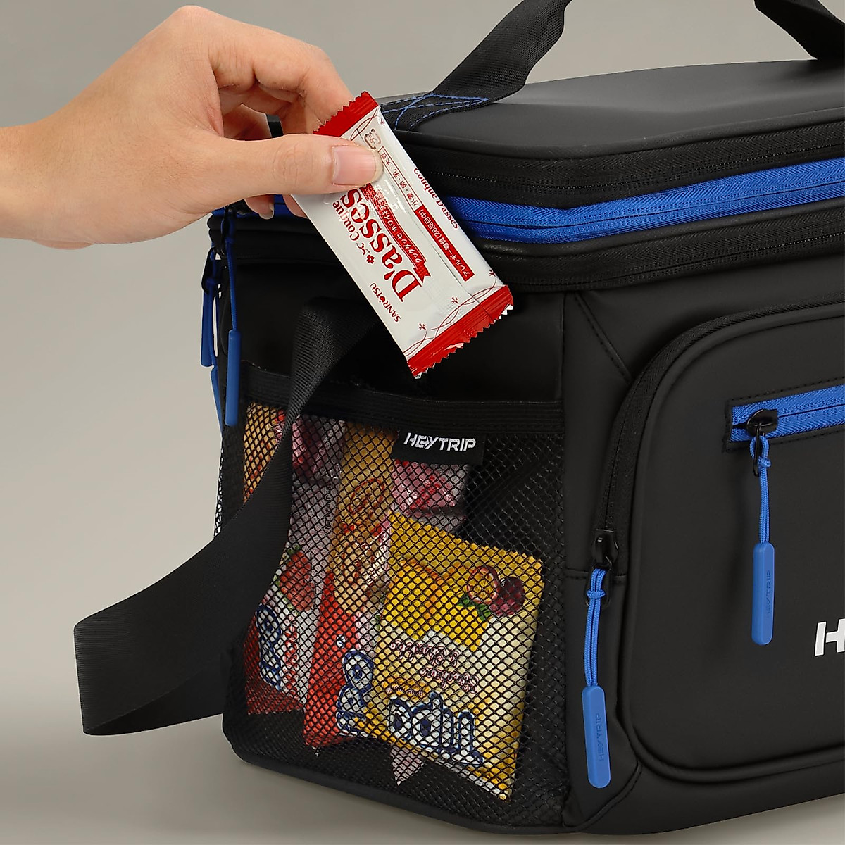 HEYTRIP Expandable Insulated Lunch Box 24 Can Double Deck Cooler Bags Leakproof Lunch Bag for Man Large Lunch Cooler for Camping Travel Picnic(Black)