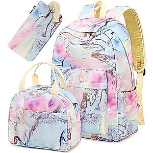 LOIDOU Backpack for Teen Girls Bookbags School Backpack with Lunch Box and Pencil Case 3 in 1 School Bags Set