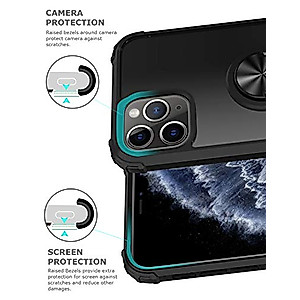 GREATRULY Kickstand Case for iPhone 11 Pro Max 6.5 Inch (2019),Drop Protection Clear Case,Slim Phone Cover Shell,Soft Bumper + Hard Back + Ring Stand Fits Magnetic Car Mount,Black