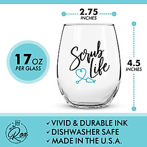 Nurse Gifts For Women Funny Wine Glass 2 Pc Set - 17 Oz Stemless Wine Glass - Funny Nurse Practitioner Gifts RN Nurses NICU Nurses and Student in Nursing School - Great for Coworker Appreciation Gift