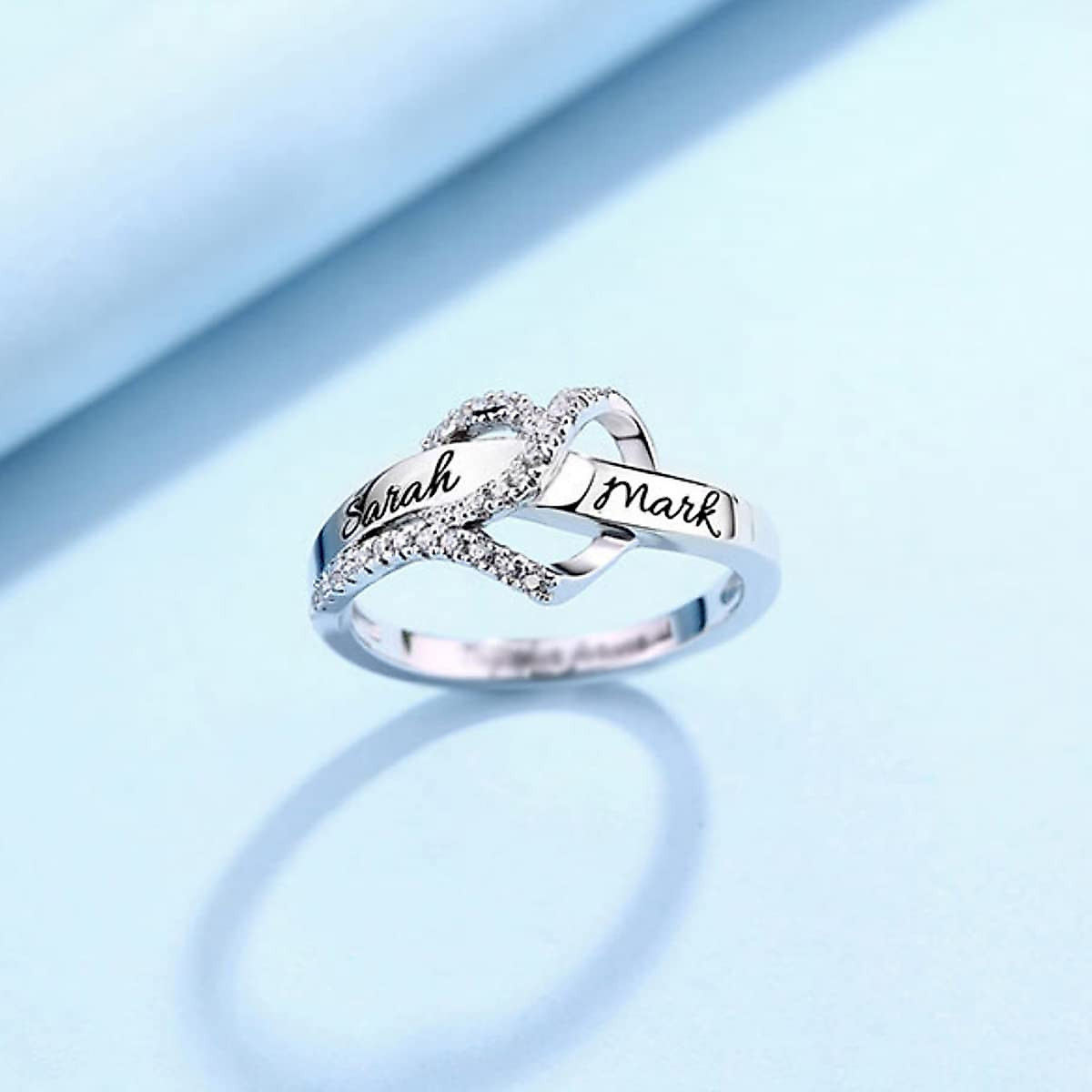 Shusukue Promise Ring for Her Personalized Name Engraved Ring 925 Sterling Silver Custom High School Class Ring Valentines Day Graduation Jewelry Gifts for Women