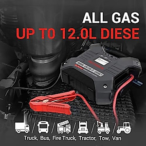 AUTOGEN 12V & 24V Jump Starter 10000Amp Lithium Iron Phosphate (LiFePO4) Battery, Booster Jumper Box with Smart LED Screen Built-in LED Light