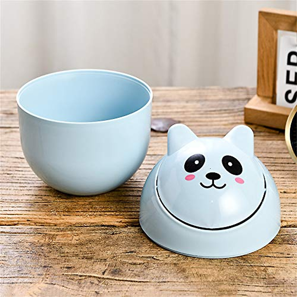 HPH Small Trash Can Desktop Trash Can for office Desktop Coffee Table Kitchen Small Garbage Can Cute Plastic Trash Can Shake Cover Bucket Small Paper Basket,Cyan,GH-2009-33