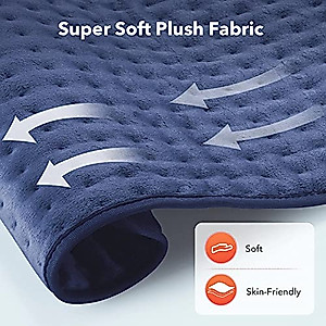 Heating Pad, Toberto Electric Heating pad for Back Pain Relief Muscle Cramps Ultra Soft 12"x24" Large Heated Pad with 6 Heat Settings 4 Timer Auto Shut Off Navy Blue