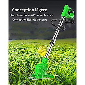 Lawn Mower Electric Lawn Mower 24 V Corded Brush Cutter to Remove Weeds from Trees and Flower beds Grass Cutting Machine for Agricultural Land Lawn Edging Tool (2 Batteries and 1 Charger GINOLEI