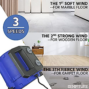 Benifiture 2400CFM Air Mover with Timing Function, 3-Speed 1/2HP Portable Floor Blower Carpet Dryer, 48db Low Noise, with 16ft Cord, for Water Damage Restoration, Temperature Cooling & Air Circulation