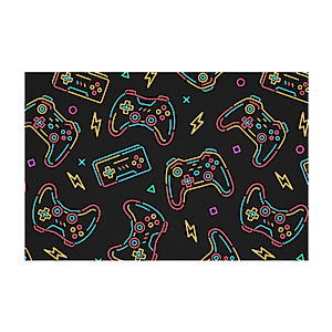 Osimiccp Gaming Rug for Boys Room,3'x5' Non Slip Neon Gamer Rug,3D Printed PlayStation Rug for Bedroom Living Room Gaming Room Decor