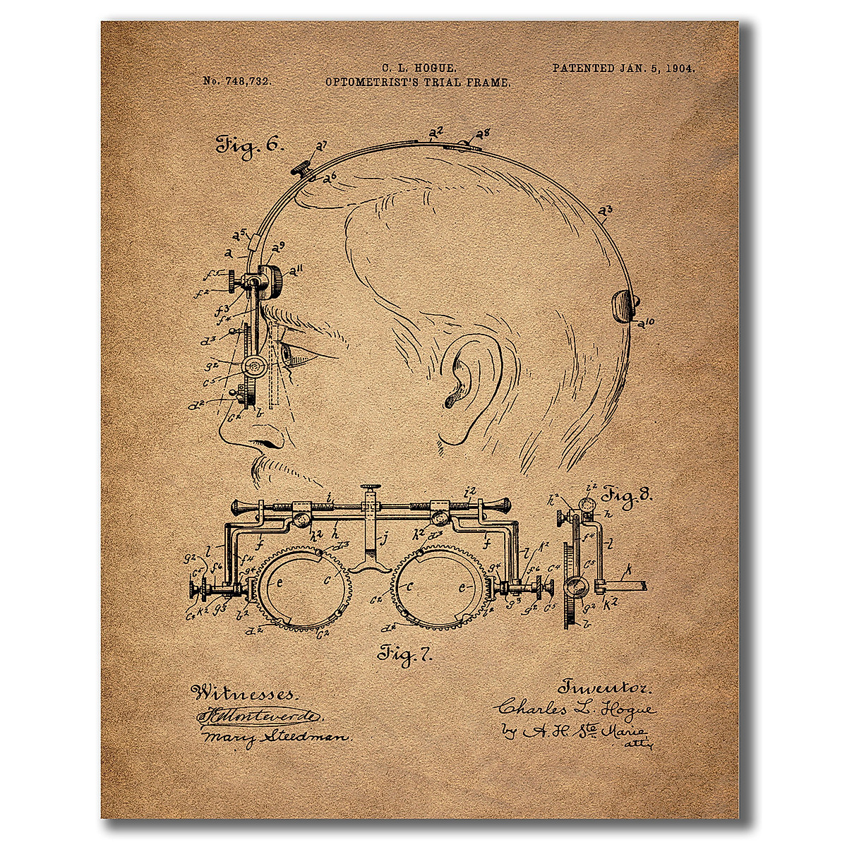 Optometrist Patent Wall Art Prints - Set Of 6 Eye Doctor Vintage Photos