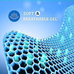 Full Gel Coccyx Seat Cushion Egg Gel Cushions Office Chair Cushion Car Seat Cushion for Back Sciatica Hip Tailbone Pain - Butt Pillow Chair Pad for Wheelchair Desk Pain Relief Long Trips Blue