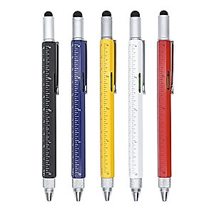 Gullor 5 PCS 6 in 1 Multitool Pens, Gifts for Dad Cool Gadgets for Men Gifts, Fathers Day Mens Gifts Stocking Stuffers for Men, Office Gifts for Coworkers, Gifts for Men or Women, Multicolor