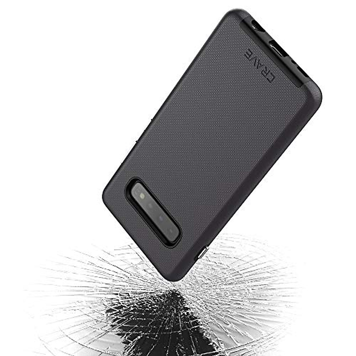 Crave Dual Guard Galaxy S10+ Case, 6.4-inch Shockproof Bumper Protection - Black