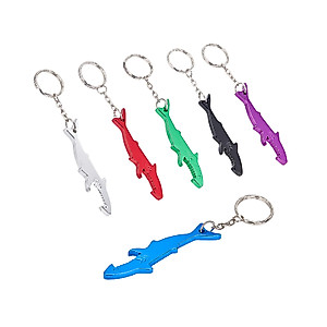arricraft 12 Pcs Shark Shaped Bottle Opener, Pocketable Keychain Bear Opener for Camping and Traveling, 6 Random Colors