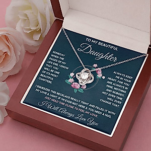 Mother Daughter Necklace Gift From Mom and Dad Not Even Time Jewelry with Message Card and Gift Box. Gift for Daughter Jewelry Pendant Father Daughter (LED Box, Squeezed Knot)