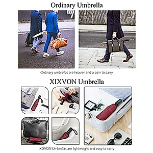 XIXVON Umbrella SE (8 Ribs, Red) | UPF 50+ 99% UV Protection, Lightweight, Automatic, Windproof, Travel Portable | Compact Folding Umbrella