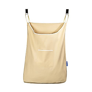 WENKO Laundry Hamper Bag Hanging, Over The Door Basket with Hooks, for Bathroom, Closet, Space Saving Storage, Wall mounted 3.94 x 20.47 x 31.89 in, Beige