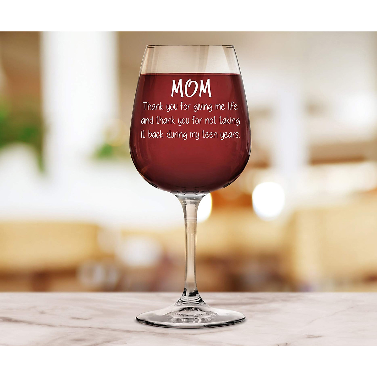 Mom Giving Me Life Funny Wine Glass - Cool Christmas Gifts for Mom from Son, Daughter, Child - Unique Xmas Best Mom Gifts - Fun Gag Birthday Present Idea for Mother, Women - Novelty Mom Wine Glasses