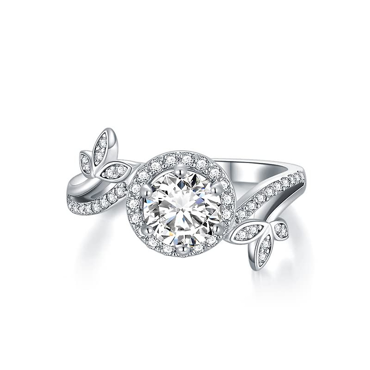 1.38 Carat (ctw) D-VVS1 moissanite engagement rings for women Platinum Plated Silver moissanite rings-Y-5.5