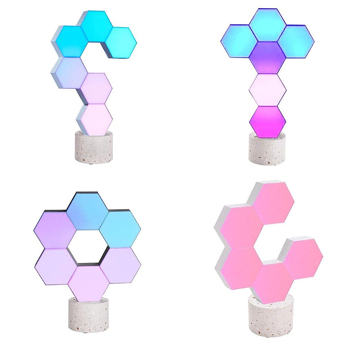 Yescom APP Control 6 Pack Smart LED Light Panels Hexagon Smarter Kit Modular Touch Sensitive Lamp DIY Voice Control Cololight Home Decor Gift