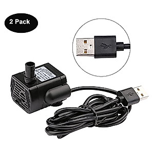 Driew USB Water Pump, 2 Pack Usb Fountain Pump Water Fountain Pump Submersible Water Pump 3W DC 3.5-9V 200L/H