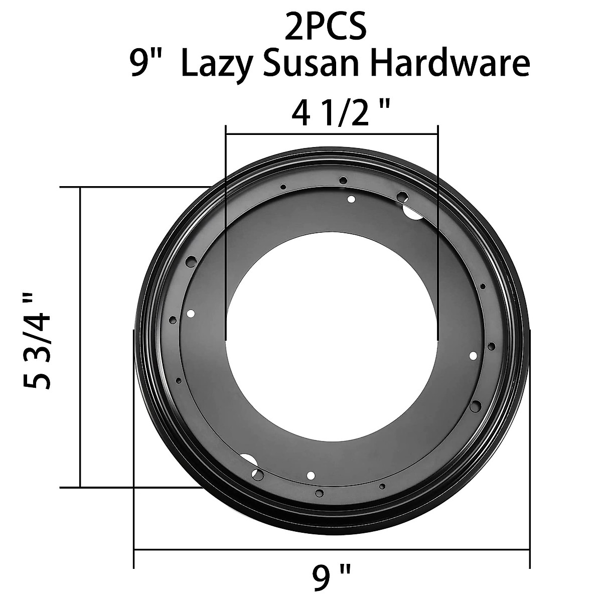 2Pack 9" Lazy Susan Hardware 5/16 Thick Turntable Bearing Swivel Plate 750lbs Load Capacity Round Lazy Susan Turntable Base for Rotating Table, Serving Tray, Corner Shelves, Book Rack, Black