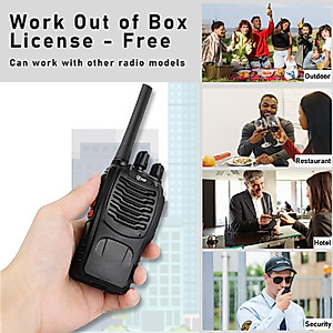 TIDRADIO TD-V2 Walkie Talkies for Adults Long Range, Frequency Copy, Rechargeable Two Way Radio Earpiece with MIC,16 Channels Handheld Walkie-Walkie for Kids(2 Pack, Black)