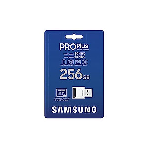 SAMSUNG PRO Plus microSD Memory Card + Reader, 256GB MicroSDXC, Up to 180 MB/s, Full HD & 4K UHD, UHS-I, C10, U3, V30, A2 for Android Phones, Tablets, GoPRO, DJI Drone, MB-MD256SB/AM, 2023