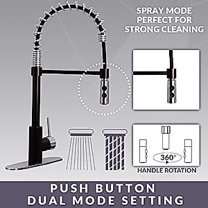 Westbrass KS18A-1220 21" Commercial Kitchen Faucet with Dual Function Open Coil Pull Down Sprayer and 1-Lever Handle, Oil Rubbed Bronze/Stainless Steel