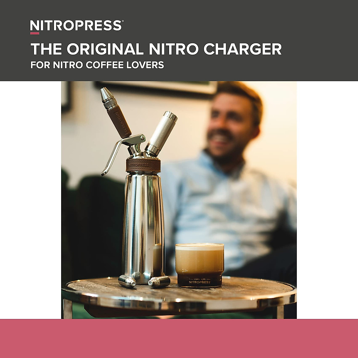 Hatfields London NitroPress Coffee Nitrogen Chargers, Use with NitroPress Instant Nitrogen Diffuser for Nitro Cold Brew Coffee (40 Cartridges)