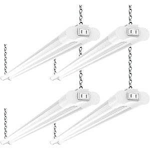 BBOUNDER 8 Pack Linkable LED Utility Shop Light, 4 FT, 4000 LM, 48 Inch Integrated Fixture for Garage, 40W Equivalent 250W, 5000K Daylight, Surface + Suspension Mount