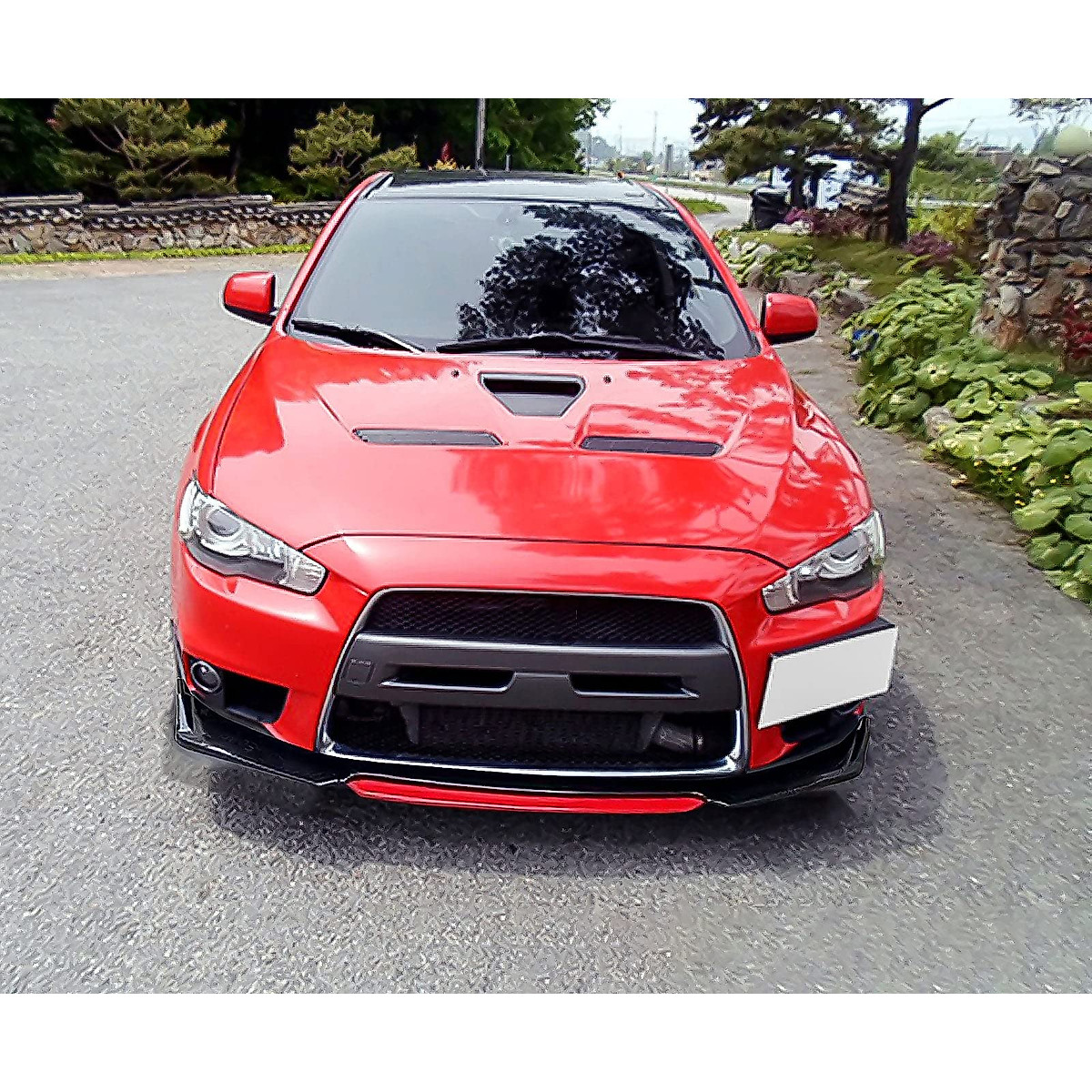 Xotic Tech Front Bumper Lip Chin Spoiler Splitter Diffuser Protector Body Kit with Adjustable 10"-13" Support Splitter Rod Compatible with Honda Accord Civic, Volkswagen MK5 MK6 MK7, Black w/Red