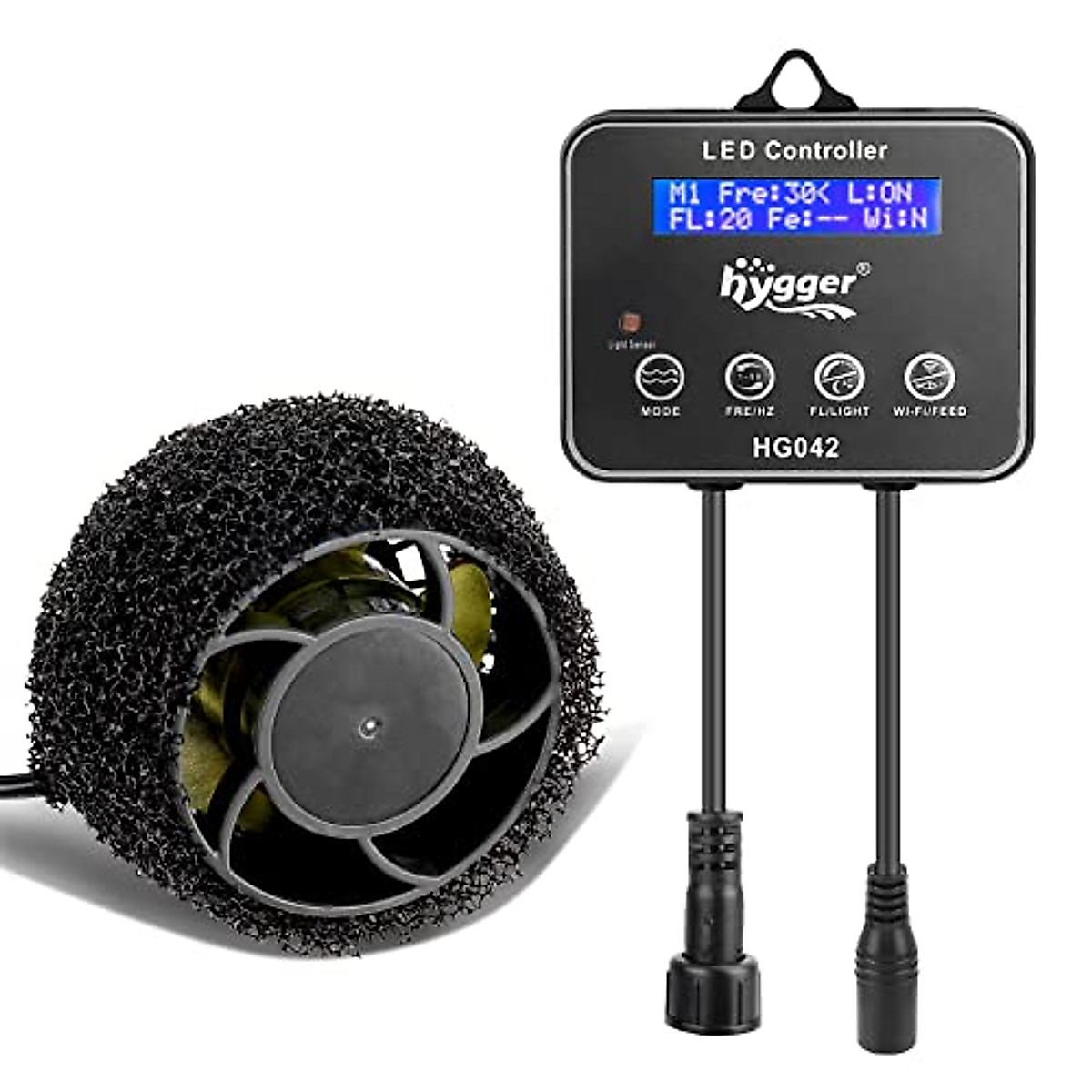 hygger 3400 GPH Aquarium Inverter Wavemaker Pump with LED Controller, DC 24V 18W Ultra-quiet Submersible Power Head with Magnetic Base, Circulation Pump for 75-200 Gal Freshwater Saltwater Tank