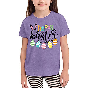 Happy Easter T Shirt Toddler Baby Girls Boys Bunny Rabbit Graphic T-Shirt Easter Egg Letter Print Tees Tops Purple
