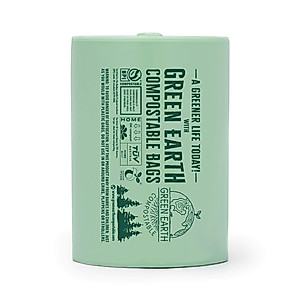 Green Earth Compostable Tall Kitchen Food Scrap Waste Bags, 13 Gallon, 49 Liter, 50-Count, Superior Strength 0.9 Mil Thickness, ASTM D6400, US BPI & Europe OK Compost Home Certified, USA