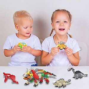 12Pcs PreFilled Easter Eggs with Dinosaurs Building Blocks, Surprise Eggs Dinosaur Toys for Kids Easter Eggs Hunt, Easter Basket Stuffers Fillers, Easter Party Favors, Easter Classroom Prize Toys