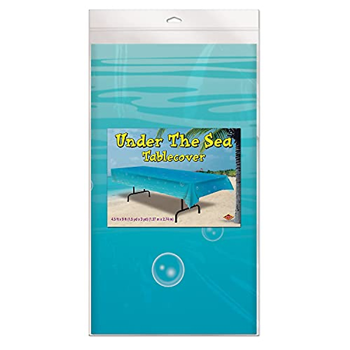 Beistle Printed Plastic Under The Sea Rectangle Bubble Print Table Cover Luau Beach Theme Tableware For Mermaid Birthday Party Supplies