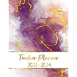 Teacher Planner 2023-2024: Attendance Record Book for Teachers From Aug 2023 to July 2024 Large Weekly and Monthly Class Organizer, 8.5 X 11 In", Purple Marble Cover