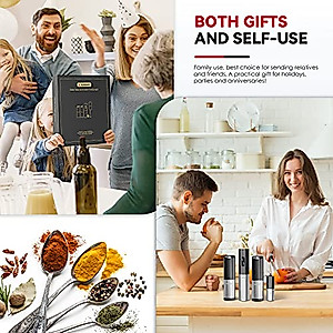 EUHOMY 4-in-1 Electric Wine Opener Gift Box with Foil Cutter, Cordless Electric Wine Bottle Opener Battery Powered, Salt Pepper Grinder, Handheld Milk Frother Kitchen Tool Set.