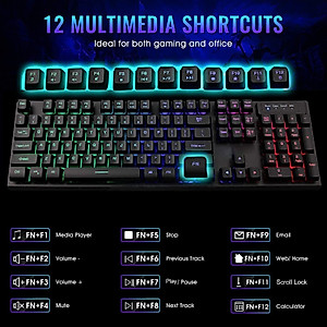 XYLXJ Computer Keyboard and Mouse Combos, Wired Gaming Keyboard Mechanical Feeling Backlit Keyboards USB Keyboard Waterproof Computer Game Keyboards