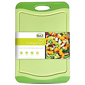 Raj Plastic Cutting Board Reversible Cutting board, Dishwasher Safe, Chopping Boards, Juice Groove, Large Handle, Non-Slip, BPA Free (Small (11.42" x 7.87"), Lime Green)