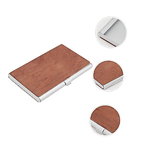 Cabilock 1pc Solid Wood Storage Box Pocket Business Holder Business Wallet Visiting Holder Slim Business Personalized Holder Credit Men Purse Car Organizer Man Stainless Steel Card Metal