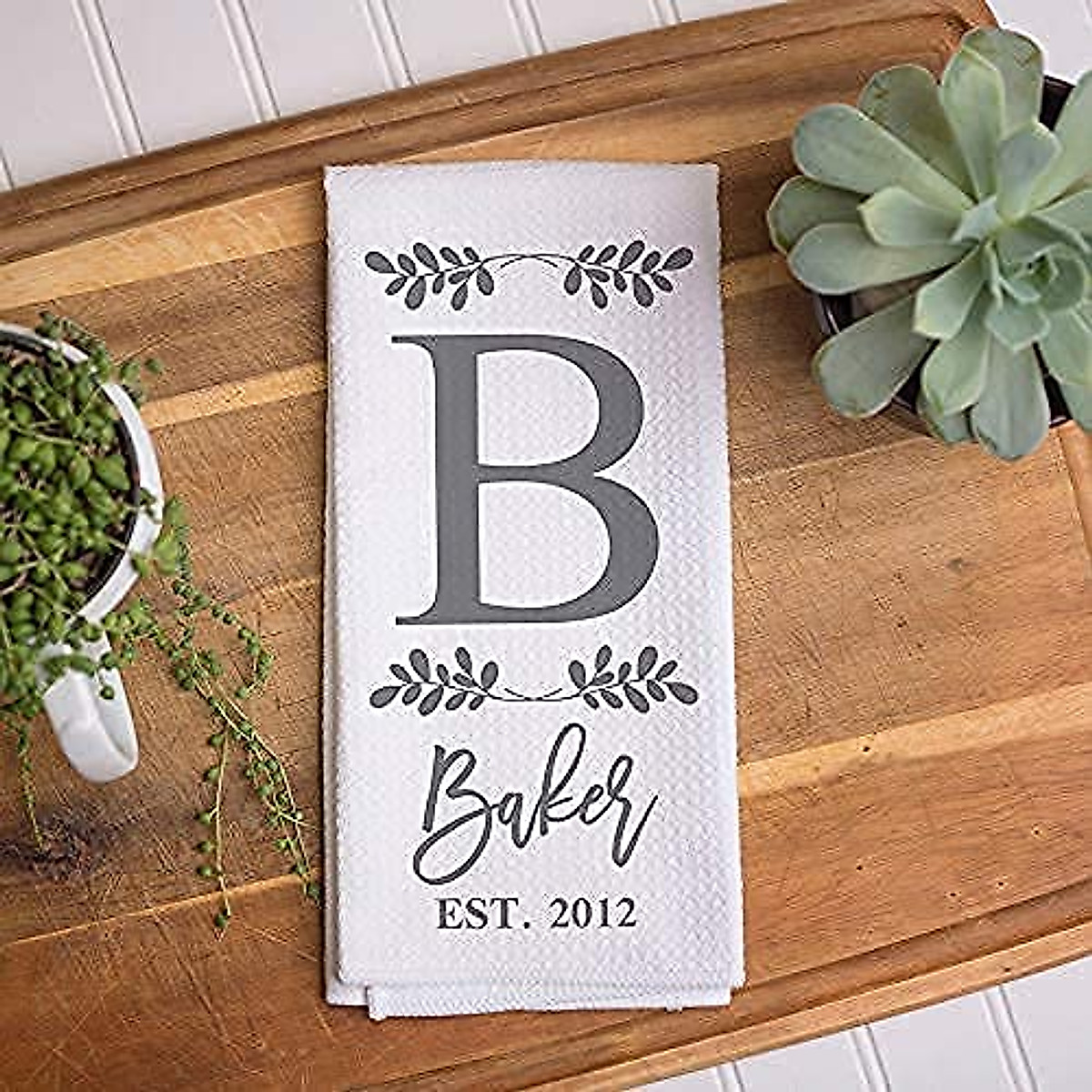 CANARY ROAD Custom Waffle Weave Dish Towel | Personalized Kitchen Towel | Housewarming Gift | Wedding Gift | Personalized Dish Towel | Housewarming Gift | Stocking Stuffer