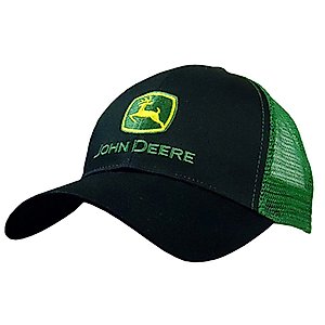 John Deere Embroidered Logo Mesh Back Baseball Hat - One-Size - Men's - Black