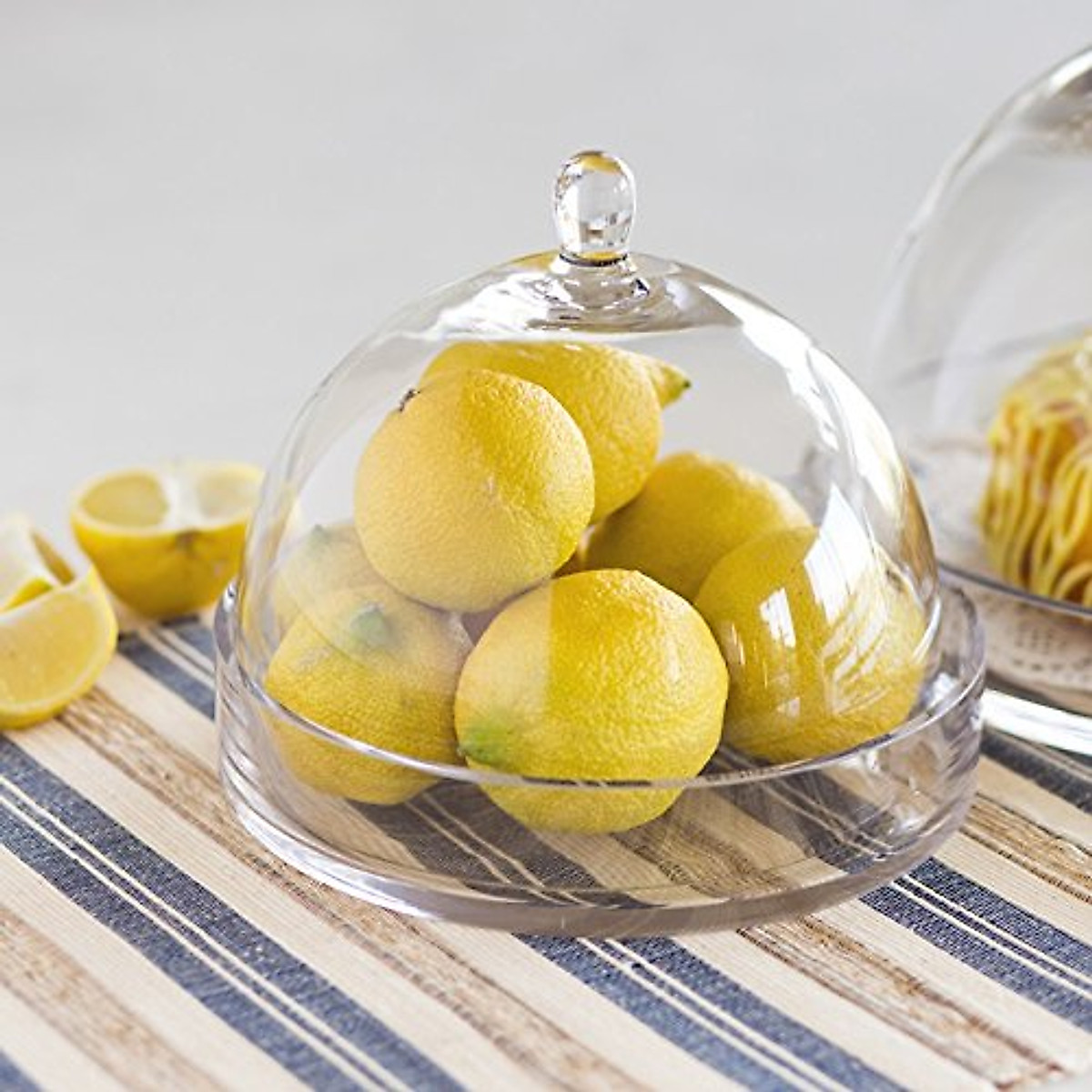 CYS EXCEL Bell Dome Cloche with Glass Base (H:7.5" W:8") | Multiple Size Choices Cake Dessert Display | Terrarium Jar Plant Cover