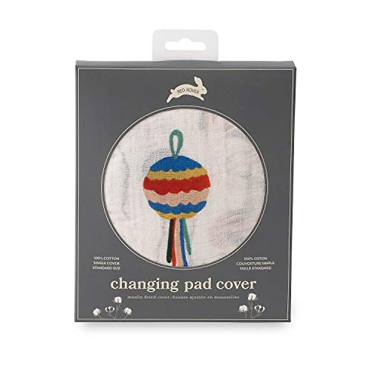 Red Rover Kid Muslin Changing Pad Cover – 16” x 32” - 100% Cotton – Machine Washable – Standard Size - Stitched Holes for Safety Straps – Lightweight & Breathable – Unisex (Party Time)