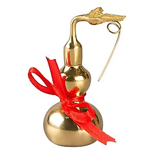 Golden Alloy Bagua Gourd Statue Feng Shui Taoist Deities H2.6” Hulu/Calabash/Wu Lou Figurine Home Garden Decor Health Prosperity PTZD035FBA