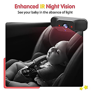 Luckview BM1 Baby Car Camera, 5'' 1080P Mirror Monitor with IR Night Vision, 3X Zoom in Closer, Full Crystal Clear View for Back Seat Rear Facing, 5 Mins Easy Installation