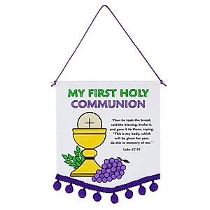 Wowser First Communion Banner Kits, DIY Sunday School or Church Activity, Arts and Crafts for Children, 12 Pack
